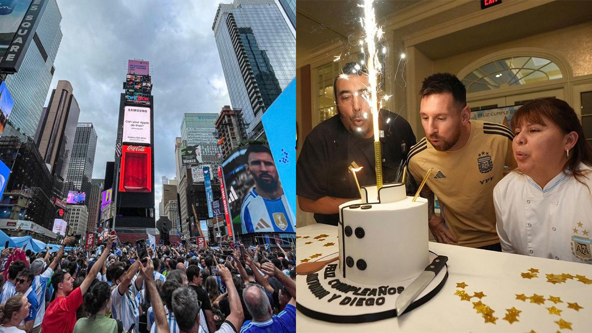 Lionel Messi 37th Birthday Bash Takes Over Times Square; Fans & Team ...